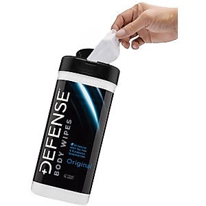 Defense Soap All Natural Body Wipes with Tea Tree Oil | Wrestling, Combat, Camping, Gym, Post Workout Shower Wipes for Men and Women. 40 Count