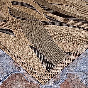 Couristan Recife Seagrass Indoor/Outdoor Area Rug, 7'6", Natural-Black