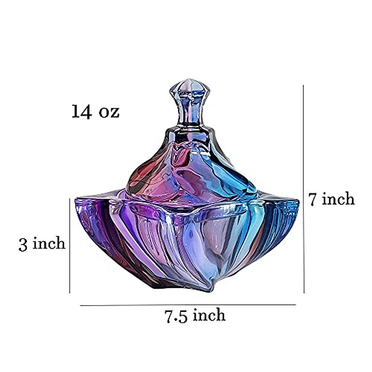 CHOOLD Luxury Colorful Star Shaped Crystal Candy Jar with Lid,Clear Glass Apothecary Jar Wedding Candy Buffet Jar Food Jar (14oz)