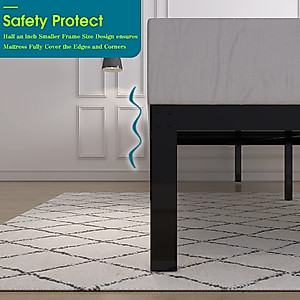 yookare 14 Inch 4000lbs Heavy Duty Support Basic Bed Frame/Mattress Foundation/Box Spring Replacement/Steel Slat Platform/Easy to Assemble/with Storage/Noise Free, Cal King