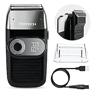 Electric Foil and Bald Shavers 2 in 1 Double Shaver for Men Blade and Popup Beard Trimmer with Rechargeable 2 Head 3 Adjustable Speeds Beard Shaver by Pritech