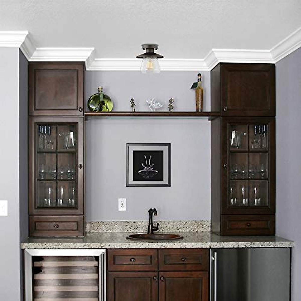 Globe Electric 64846 1-Light Semi-Flush Mount Ceiling Light, Oil Rubbed Bronze, Clear Glass Shade, Ceiling Light Fixture, Light Fixtures Ceiling Mount, Bedroom Lights for Ceiling, Dining Light Fixture