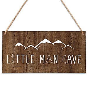 Little Man Cave Wall Sign, Woodland Boy Nursery, Toddler Boys Room, Baby Boys Room Wall Decor Farmhouse Rustic Wall Art Wooden Sign, 10" X 5" Wood Plaque Wall Hanging Sign(Hb11)