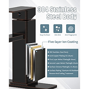 Casavilla Bathroom Sink Faucet-2 Sets, Oil Rubbed Bronze Bathroom Faucet with Pop-up Drain and 6 Inch Deck Plate, Single Handle Faucet for Bathroom Sink (2 Holes), Modern Farmhouse RV Sink Faucet