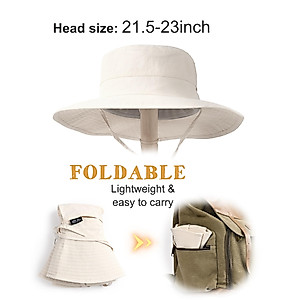 FURTALK Sun Hats for Women with Ponytail Hole Wide Brim Outdoor Hat UPF 50+Packable Summer Beach Hiking Fishing Hats Beige