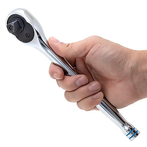 Neiko 03117A 1/2 Inch Ratchet Wrench, 100-Tooth Reversible Ratchet, 3.6 Degree, Quick Release 1/2 Drive Ratchet, 10" Long Handle Ratchet, Oval Head Socket Wrench, CR-V Steel Half Inch Rachet Wrench