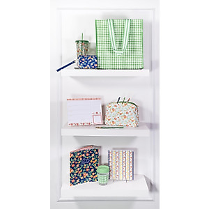 Martha Stewart Glass Tumbler, 12 Ounce Travel Coffee Mug with Splashproof Lid & Green Gingham Silicone Sleeve, Hot or Cold Beverages, Arcadian Green Gingham