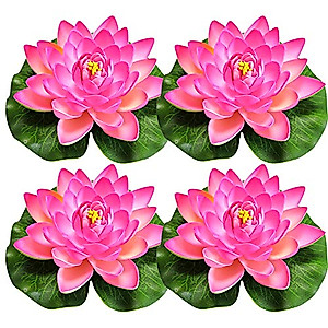 2pcs Artificial Floating Plant Water Lily Flower and Leave Pad Fish Landscape Decoration for Home Garden Pond Pool Aquarium