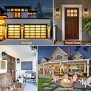 2-Pack Motion Sensor Outdoor Wall Lights, Dusk to Dawn Exterior Light Fixtures Wall Mount, Black Outdoor Sensor Lights For Outside House Garage Porch Patio, LED Wall Lantern Sconce Lights Waterproof