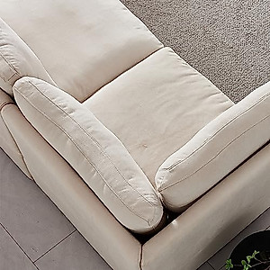 129" U-Shaped Modular Sectional Sofa W/Movable Ottomans, Modern TV Couch Comfortable Down Feather Fill L/U Free Combined Deep Seat Corner Sofa&Couch with Reversible Chaise for Living Room