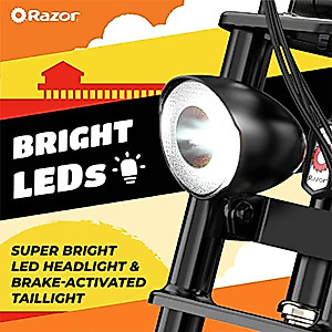 Razor Rambler 16 – 36V Electric Minibike with Retro Style, Up to 15.5 MPH, Up to 11.5 Miles Range, Wide, Rugged 16" Air-Filled Tires, Powerful 350 Watt Hub-Driven Motor