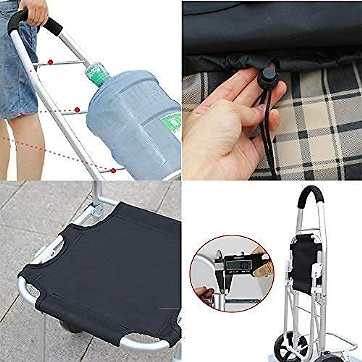 Shopping Trolley on Wheels Multi Function Shopping Cart Large Capacity Light Weight Foldable Wheeled Trolley with Seat Push Cart Bag with 2 Wheels Storage Hand Trucks,Blue ,