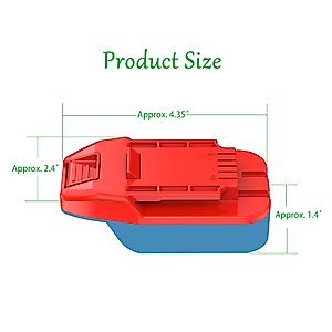 NovaQuantic Enhanced 2-in-1 Adapter for Bauer 20V Tools, Red-Blue, Compatible with DeWalt & Hercules 20V Batteries for Supply Power Only, No Charging Function, 1 Adapter Only
