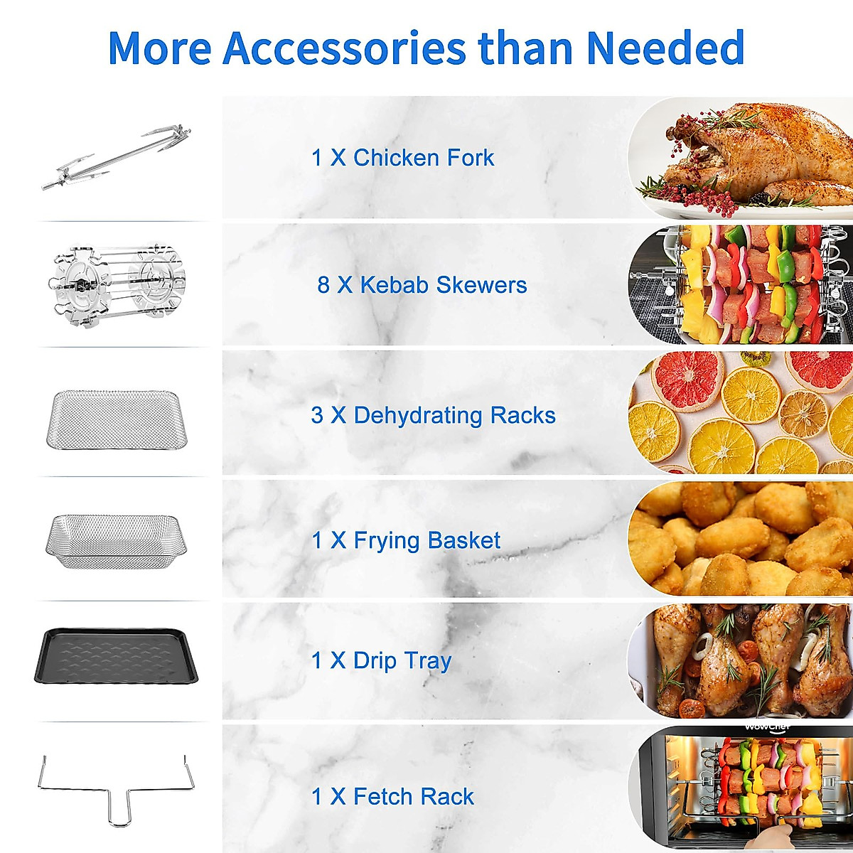 HotKing Air Fryer Oven 20 Quart Large, 10-in-1 Airfryer Rotisserie Dehydrator Toaster Oven Combo with Racks, XL Digital Countertop Air Fryer for Family, 9 Accessories with Cookbook, ETL Certified