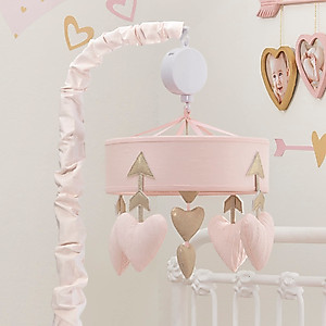Lambs & Ivy Baby Love Musical Mobile Toy - Pink/Gold Hearts