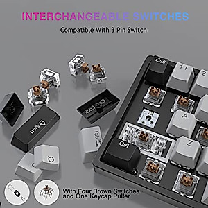 AULA RGB 60 Percent Wired Gaming Keyboard Mechanical, Mini Compact Hot Swappable Mechanical Gaming Keyboards with Brown Switches-Black&Grey