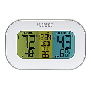 La Crosse Technology 308-148 Wireless Temperature Station with Tri-Color LCD, White