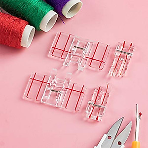 PAGOW 4PCS 1/4" (Quarter Inch) Sewing Machine Presser Foot, Brother Sewing Machine Accessories Fit for Singer, Babylock, Household Low Shank Sewing Machine (2 Style)