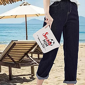 LEVLO Soccer Mom Cosmetic Bag Soccer Mom Gifts Soccer Mom Survival Kit Makeup Zipper Pouch Bag For Football Coach Soccer Mom (Soccer Mom)