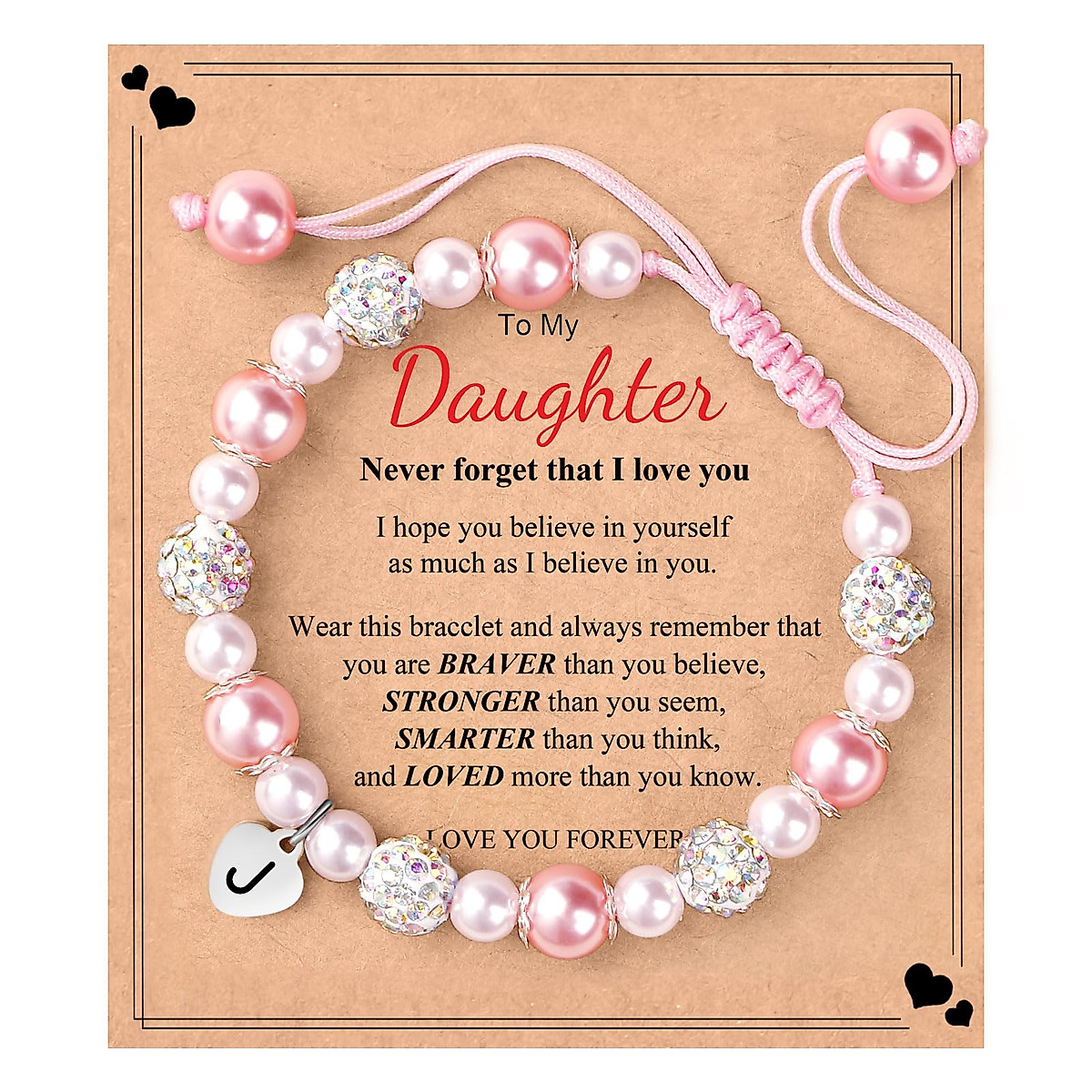 JoycuFF Gifts for Daughter, Unique Letter I Bracelet Gifts for Girls Daughter Birthday Gift 5-7 Year Old Girls Birthday Gifts Ideas Easter Christmas Baptism Valentines Day Gifts for Girls