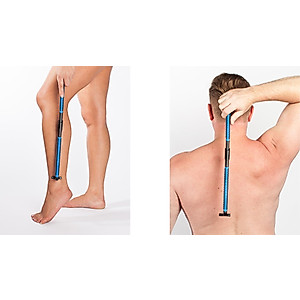 EVOLVE Body Razor Back Shaver Leg Shaver Face Shaver Long Sturdy Folding Handle - 4 Cartridges Included - Shave Wet or Dry - Better Control - Safety Razor Won't Cut Your Back Like Larger Blades