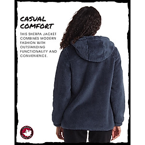 CANADA WEATHER GEAR Women’s Fleece Sweatshirt Jacket - Full Zip Sherpa Fur Bomber Jacket - Teddy Coat for Women (S-XL), Size Large, Dusty Blue