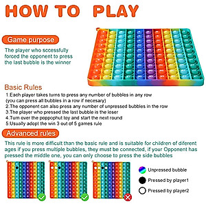 DK-SIMINA Large P0pp with Numbers, Rainbow Square Dimples Fidgett Ttoy 100 Bubble Math Toy Learning Tool for Teachers to Make Various Math Operations (1-100 Numbers)