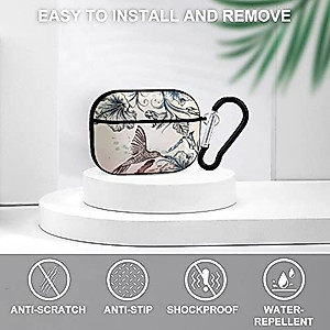 Beautiful Hummingbird Flowers Pattern Airpods Pro Case Bluetooth Fashion Portable Shockproof and Anti-Scratch Headphone Charging Case Protective Case for Airpods Pro with Keychain Chain Gift Unisex