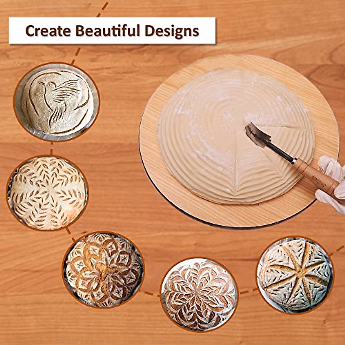 Set of 2 Banneton Bread Proofing Basket 9” Round, 10” Oval with Maximum 9 Bread Making Tools and Supplies by SMILLWALA Proofing Baskets for Sourdough Bread Baking Supplies Kit (Oval and Round)