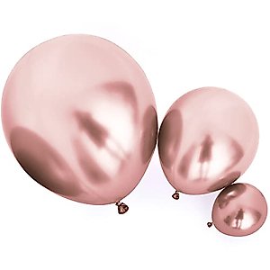 75 Pcs Metallic Rose Gold Latex Balloons, 18/12/5 Inch Chrome Balloons Various Sizes for Grils Women Rose Gold Birthday Baby Bridal Shower Wedding Decorations