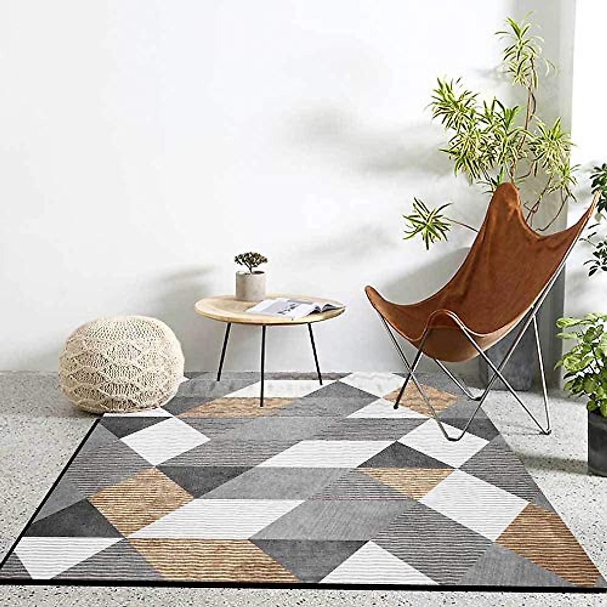 Rugs Living Room, Carpet Home Large Area Rug Simple Geometric Diamond Stitching Pattern Carpet Suitable for Bedroom, Bedroom, Corridor, Sofa 80x120CM (2ft7 x3ft11)