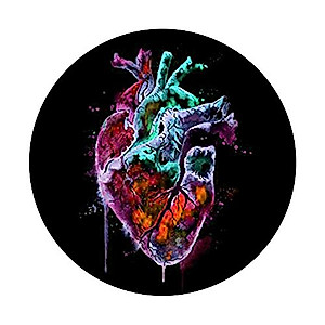 Cool Paint Dripping Heart Anatomy Design Gift on Black PopSockets PopGrip: Swappable Grip for Phones & Tablets
