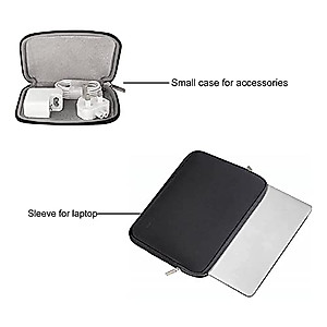 MOSISO Neoprene Sleeve Bag with Small Case Compatible with 13-13.3 inch Laptop & 15.6-16 inch Waterproof Hardshell Laptop Backpack with USB Charging Port, Black