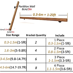 Indoor Wooden Handicap Handrails for Stairway/Entrance/Hot Tub, Long 3m 3.5m 4m 4.5m 5m 5.5m 6m Disabled Porch Railing/Hand Pipe, Handrail Supports System (Size : 4.8m(15.7ft)=4 Sections)