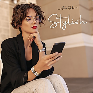 Five Rock Style" Elegant Bracelet Bangles Gift Box, 1 Silver, 1 Gold, 1 Rose Gold, Friendship Jewelry, Stainless Steel Hinged Love Bracelets with Select Cubic Zirconias (17cm)