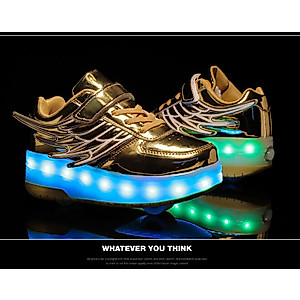 AIkuass Roller Skates- Kids USB Charge Roller Shoes for Girls Boys Kids LED Light Up Sneakers As Best Gift for Party Birthday Christmas Day (12.5 little kid)