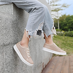 Women Lightweight Sneakers Breathable Casual Lace Up Fashion Walking Shoes Easy Clean Stylish Shoes Brown 8