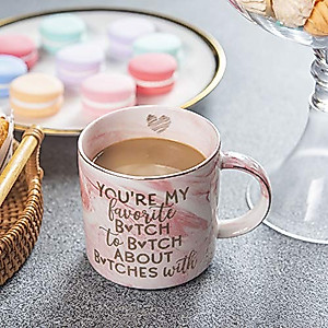 Best Friend Birthday Gifts for Women - Funny Friendship Gift for Bestfriend, Besties, BFF, Sister, Boss Woman, Big Sis, Sorority, Mom - You're My Favorite - Cute Pink Marble Mug, 11.5oz Coffee Tea Cup
