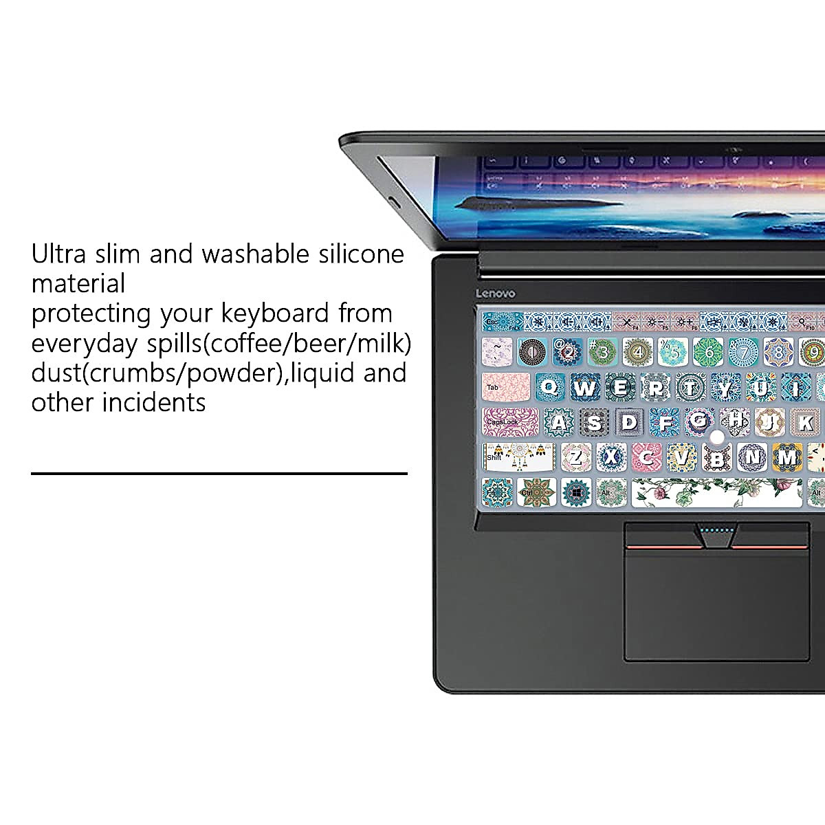 WYGCH Silicone Keyboard Cover for Lenovo IdeaPad ThinkPad E430,E430C,E435,E330,E335,E445,E435,S430,L330,T430U Protector Skin-Bohemian Style