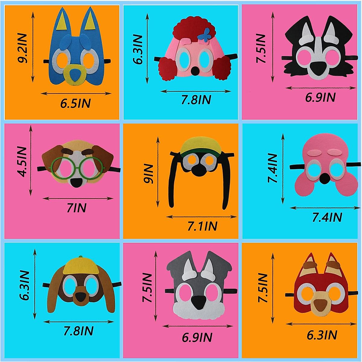 YALARY 21 Packs Puppy Dogs Felt Mask Party Favors for Kids, Blue Puppy Dog Themed Birthday Party Supplies Dress Up Cosplay Birthday Party Masks