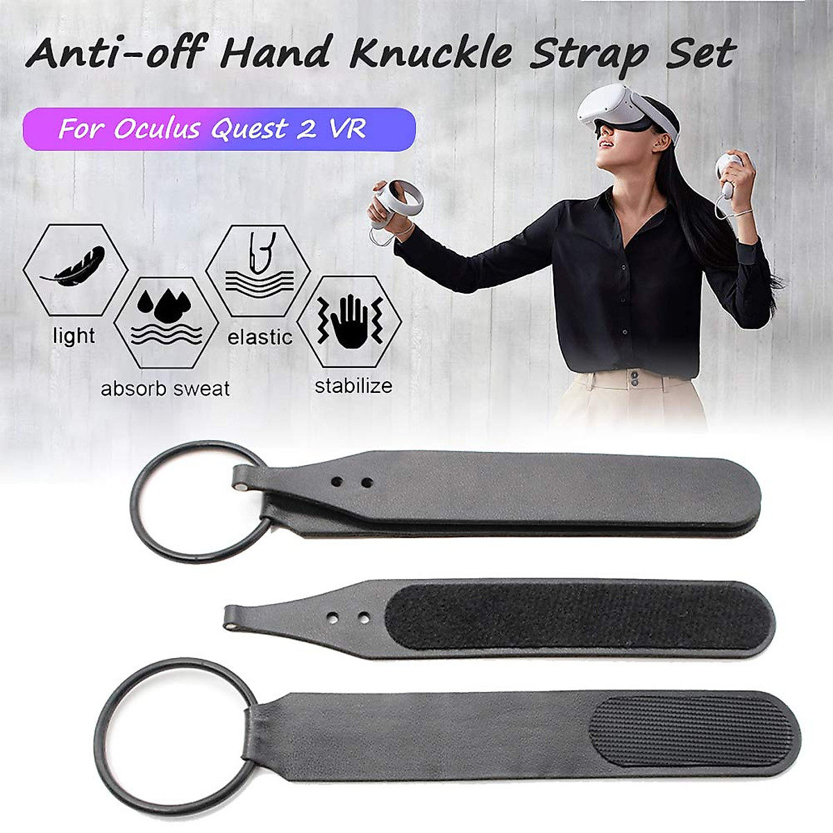 Dan&Dre Wrist Strap Compatible for Oculus Quest 2 VR Drop-Resistant Adjustable Wrist Strap