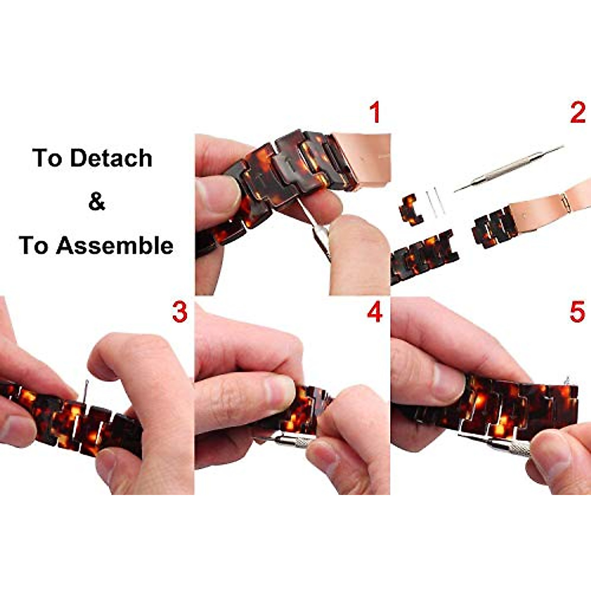 iLVANYA resin watch Bands for Fossil Men's Gen 5 Carlyle/Fossil Women's Gen 5 Julianna/Fossil Men's Gen 4 Explorist Smart Watch, Replacement Quick Released Wristband Strap(22mm Tortoise)