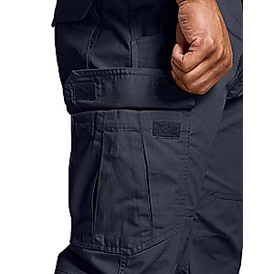 CQR Men's Tactical Pants, Water Resistant Ripstop Cargo Pants, Lightweight EDC Work Hiking Pants, Outdoor Apparel, Duratex Police Navy, 28W x 30L