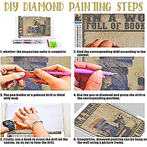 Mingchu Diamond Painting DIY Kits Purple Tail Book Dragon Books and Hot Coffee Full Circle Crystal Embroidered Waterproof Canvas Cross Stitch Kits,for Home Decor Restaurant Decor 8x12inch