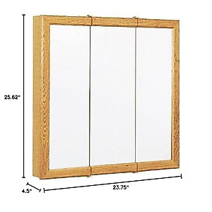 Zenith Products K24 23.75 W x 25.63 H x 4.5 D in. Oak Frame Triview Medicine Cabinet