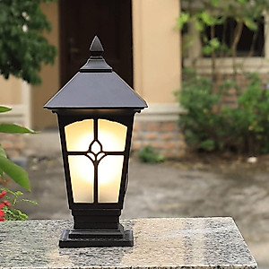 SANBDDLYY Outdoor Waterproof Post Lanterns Cast Aluminum PC Pillar Light Villa Lighting E27 European Traditional Vintage Pillar Lamp Home Door Street Lamps Landscape Courtyard Lights