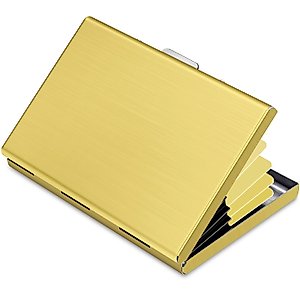 YINHEXI Business Card Holder Case Wallet for Men and Women, Metal Minimalist Slim Credit Card Wallet with Stainless Steel RFID Blocking for Men and Women (Gold)