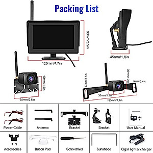 Wireless Backup Camera for Trucks Car Pickup Camper Van, 4.3 Inch IPS Monitor, HD 1080 Digital License Plate Rear View Camera Night Vision Waterproof Image Flip Grid Lines ON/Off
