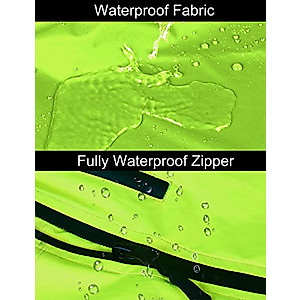 BALEAF Men's Cycling Rain Jacket Waterproof Windbreaker Running Hiking Travel Golf Gear Lightweight Hood Packable Reflective Yellow M