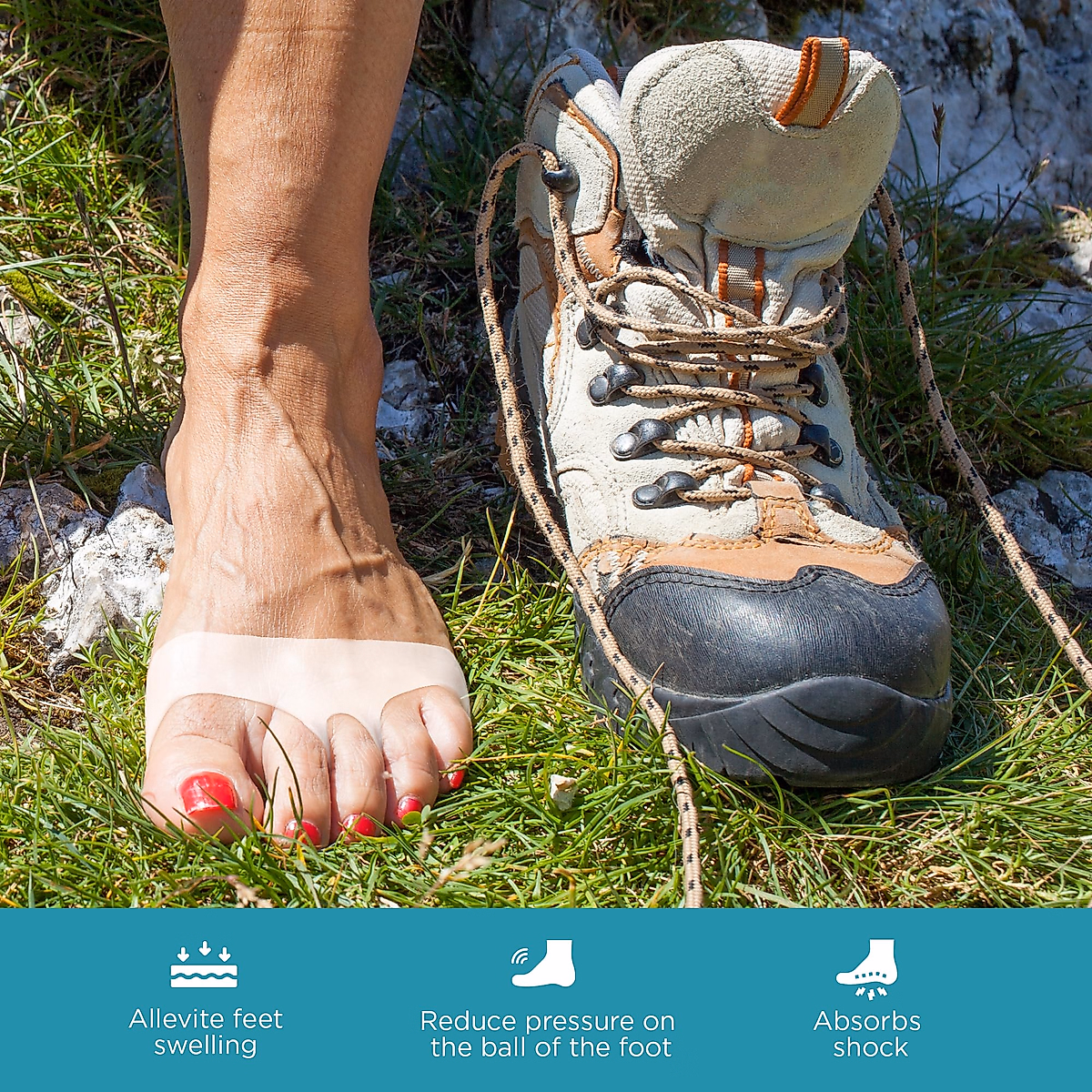 Homergy Metatarsal Pads for Women/Men, 4 Pack, FSA HSA Eligible, Soft Gel Reusable Breathable Sleeve Pads, Ball of Foot Cushions, Forefoot Cushioning Shoe Supports for Pain Relief, Mortons Neuroma